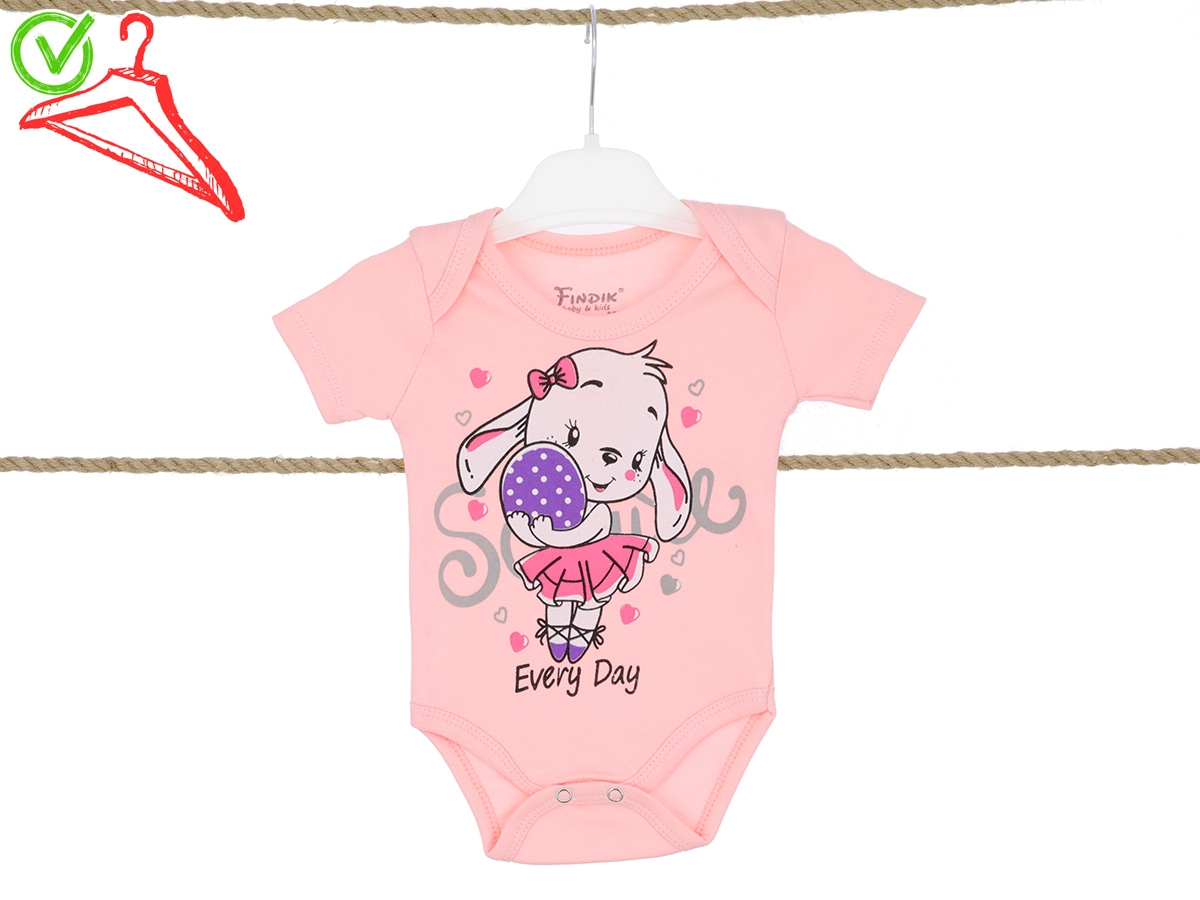 3/18 AY BEBE KIZ BADİ K/KOL TAVŞAN EVERY DAY BASKILI