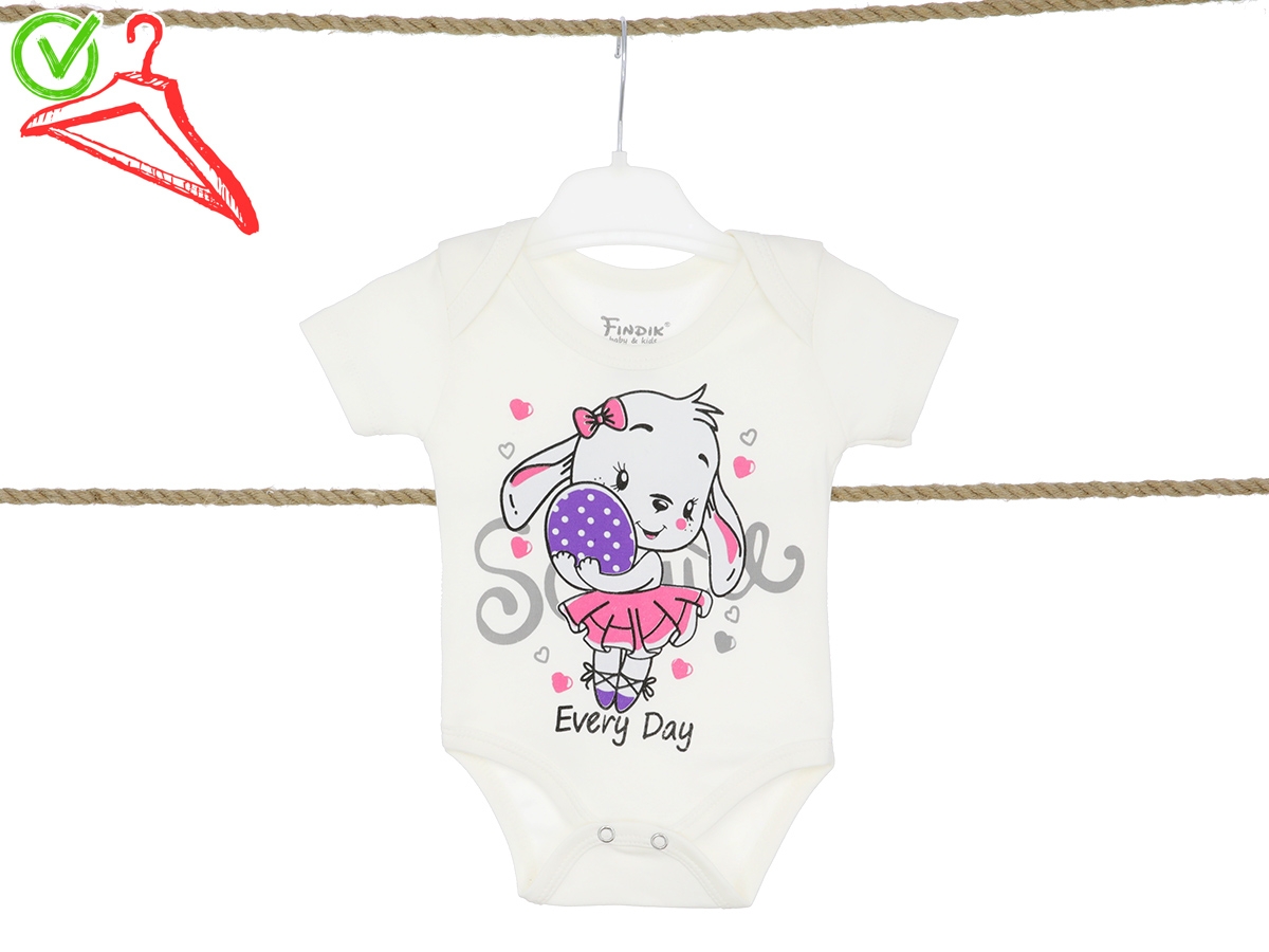 3/18 AY BEBE KIZ BADİ K/KOL TAVŞAN EVERY DAY BASKILI